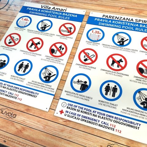 Tabla Pravila korištenja bazena - Nuvola Studio